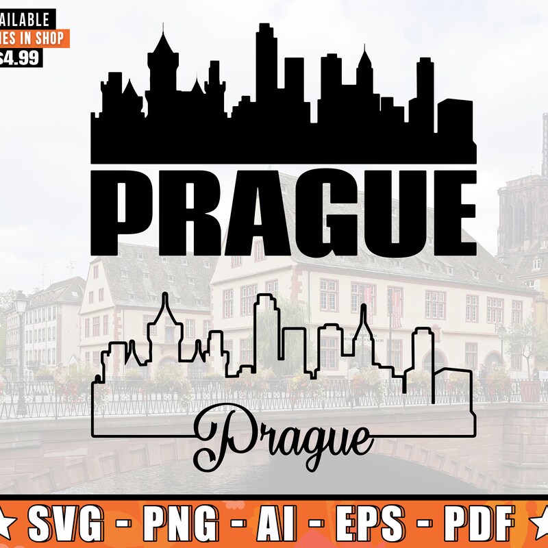 Prague on a Map of Europe - Etsy