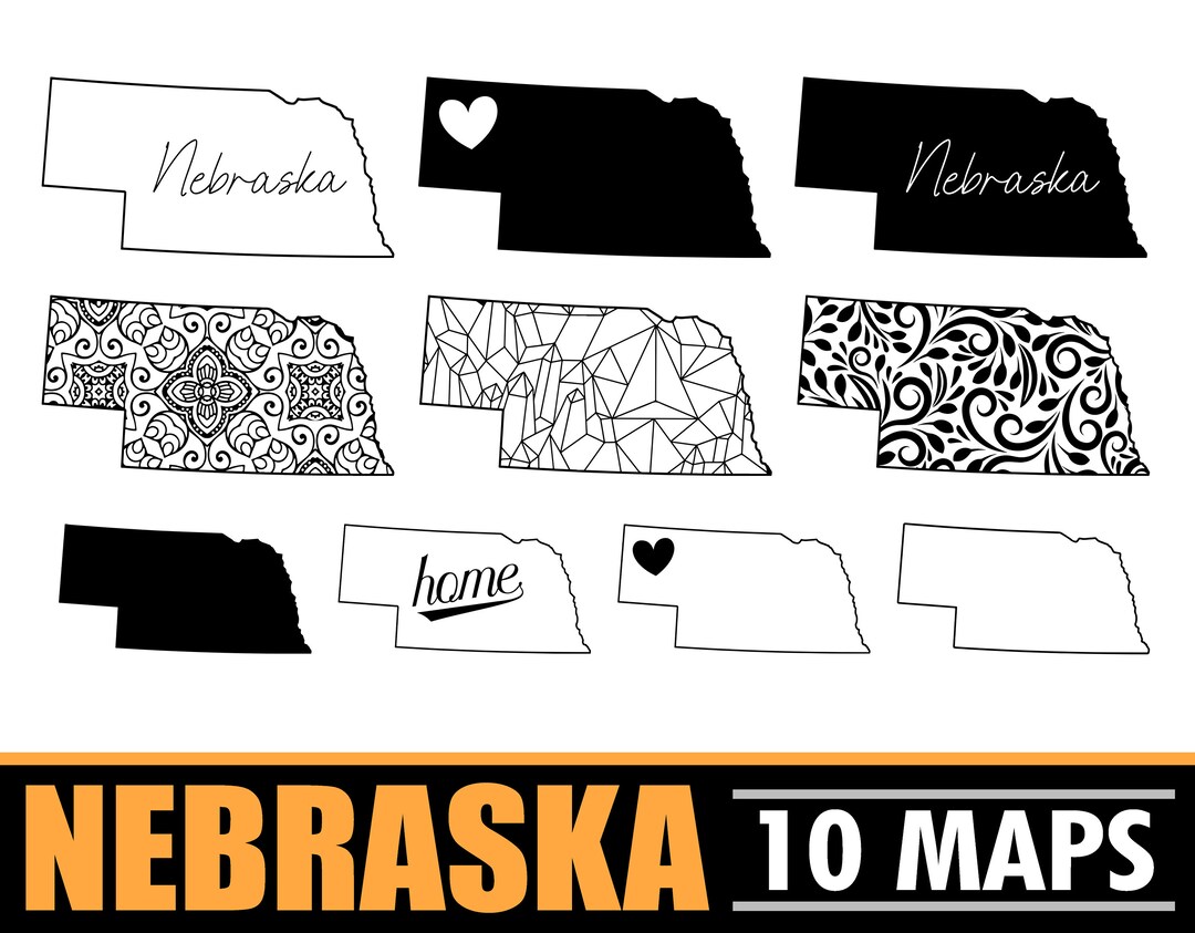 Nebraska State Map SVG Map Bundle Easy Cut Digital File Nebraska ...
