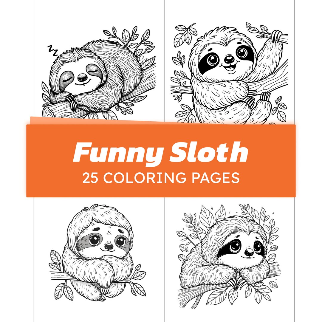 Sloth Coloring Pages | 25 Coloring Pages A4 PDF | Applicable for ...