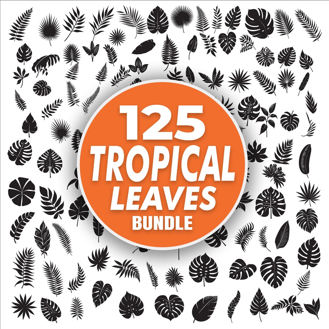Tropical Leaves SVG Bundle, Tree Leaves SVG Artworks for Cricut, Easy ...