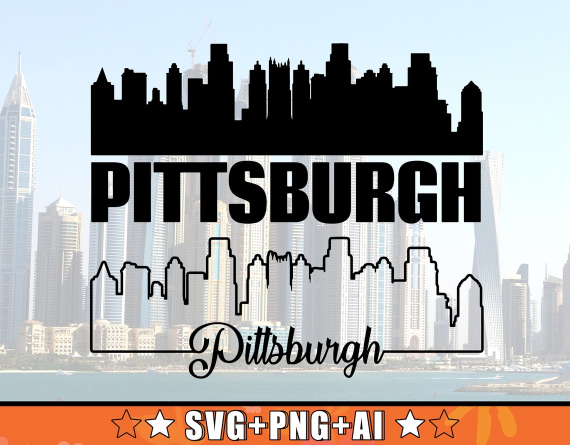 Pittsburgh Skyline SVG With Extra Outline Design Pittsburgh | Etsy