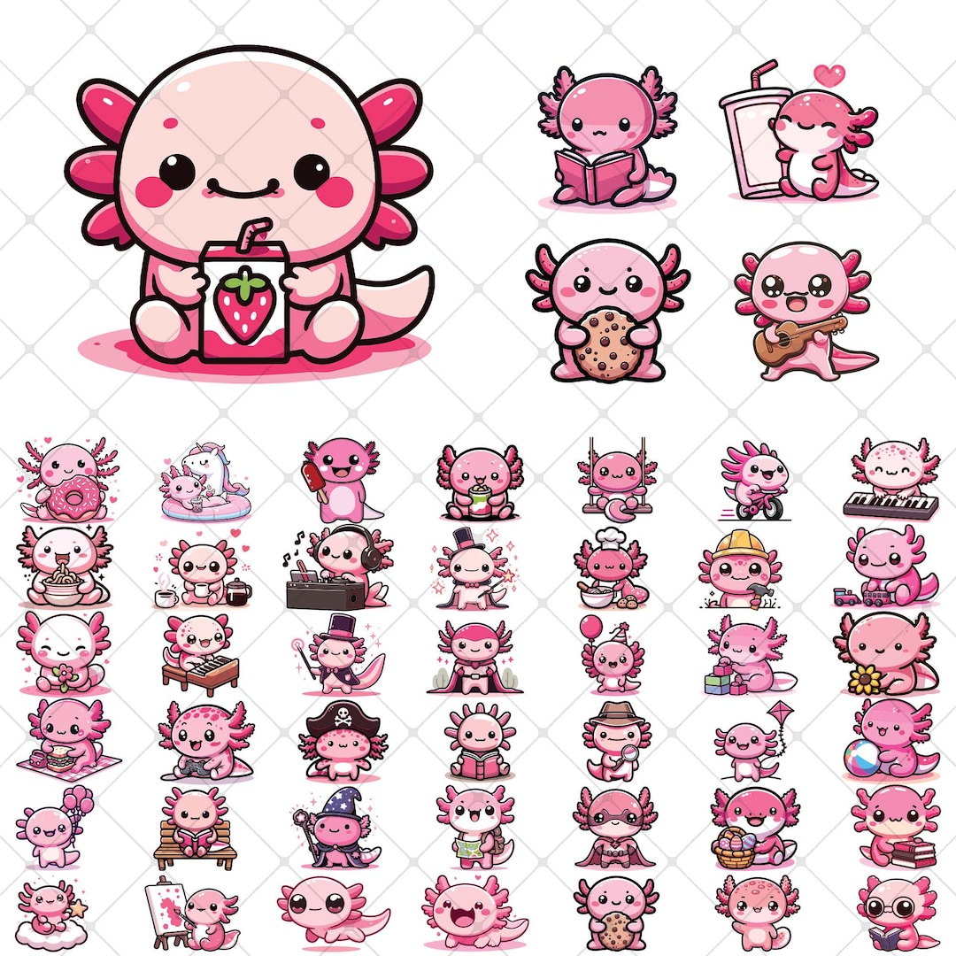 Cute Axolotls SVG Bundle , 75 Axolotl SVG for Cricut , Lovely Axolotls ...