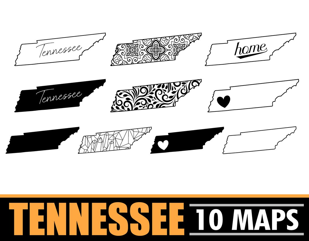 Tennessee State Map SVG Map Bundle Easy Cut Digital File Tennessee ...
