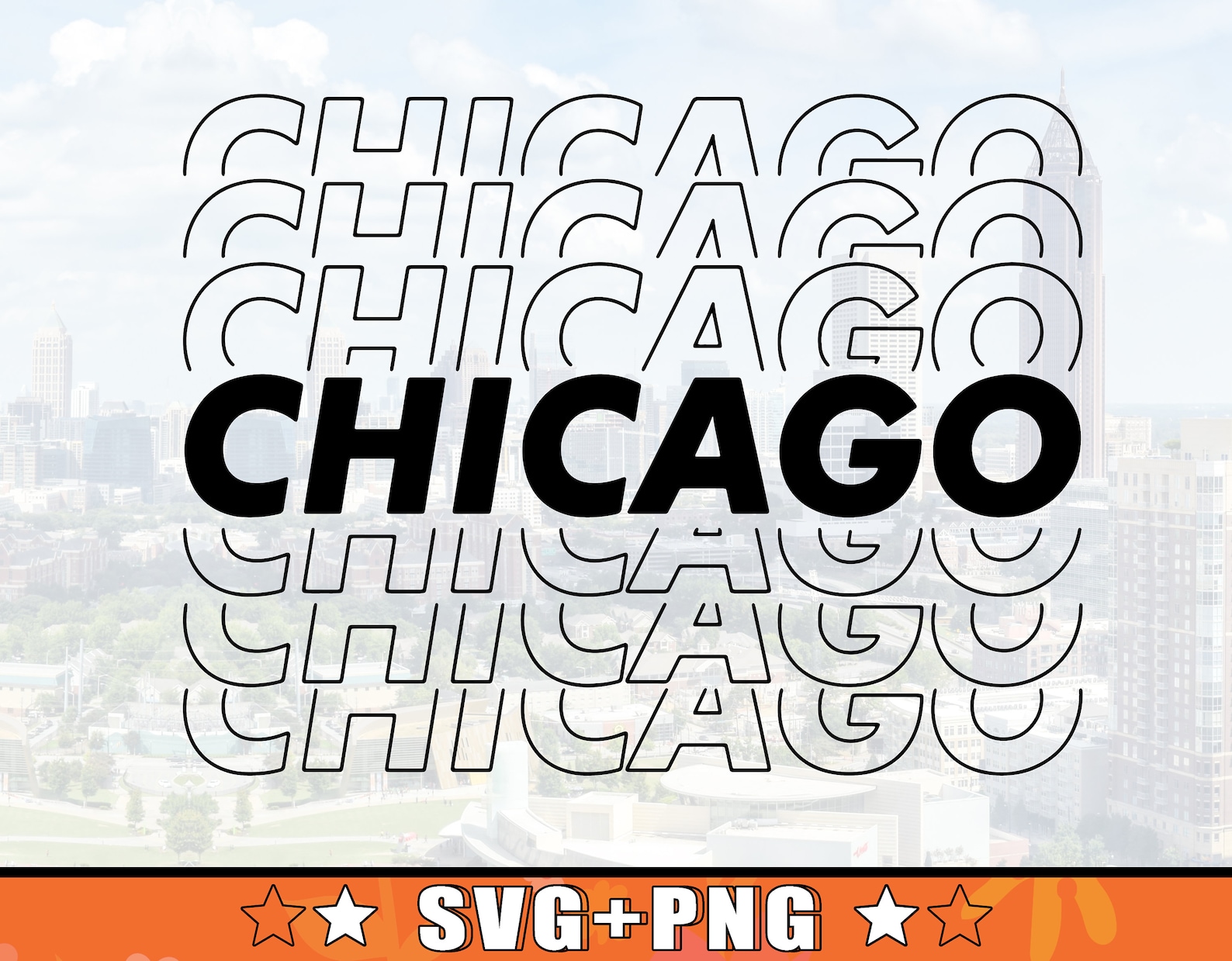 Chicago Repeated Name SVG Design | Chicago Illinois Repetitive Title ...