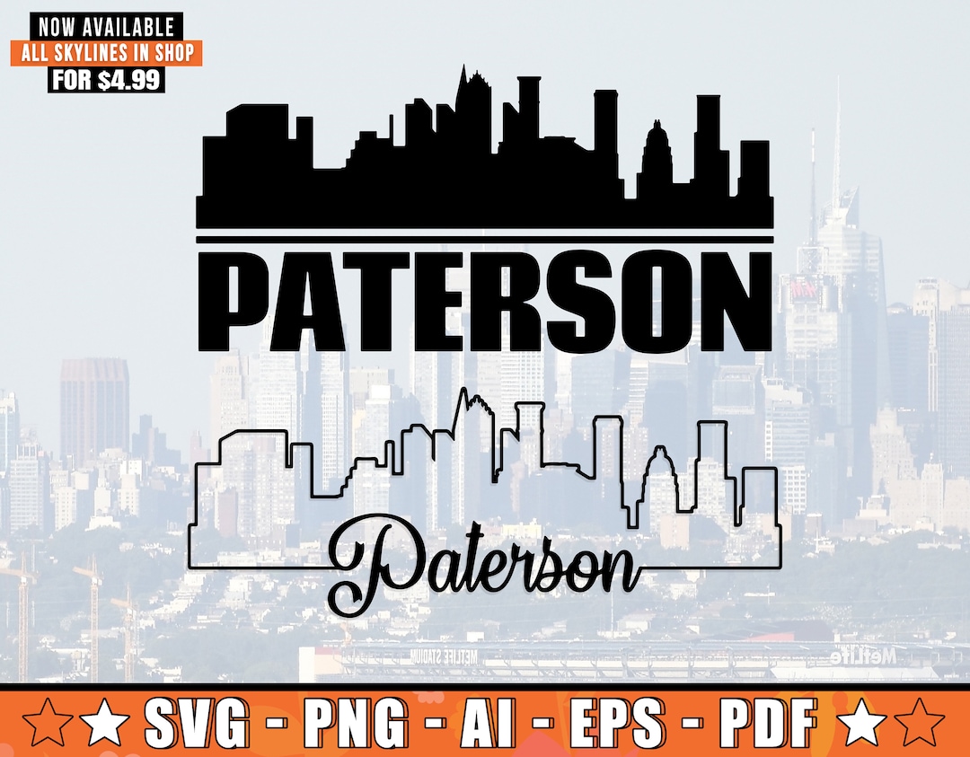 Paterson Skyline SVG With Extra Outline Design | New Jersey Skyline ...