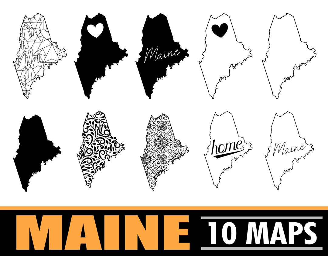 Maine State Map SVG | Map Bundle Easy Cut Digital File | Maine Mandala ...