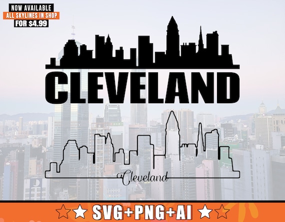 Cleveland Skyline SVG With Extra Outline Design Cleveland - Etsy