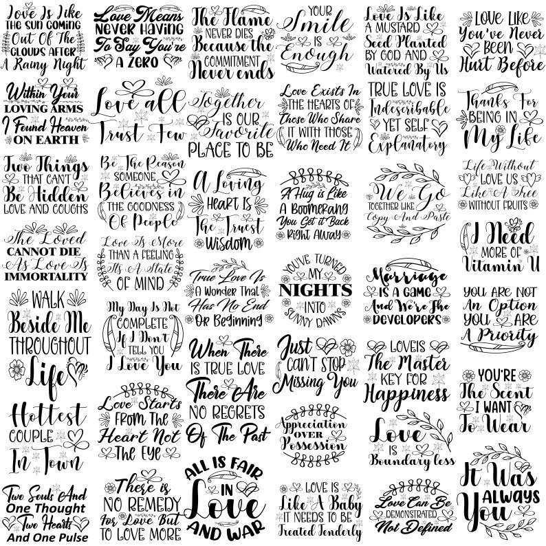99 Couples Love Quotes SVG Bundle | Biggest Romance Sayings Bundle in ...