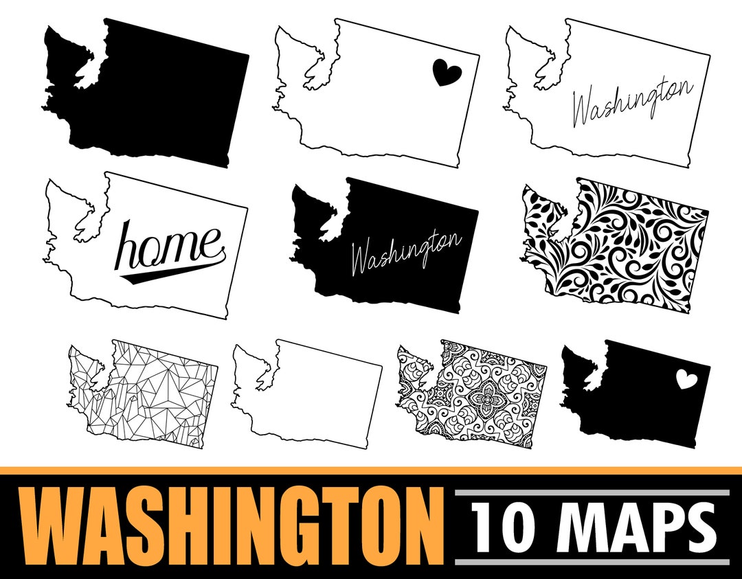 Washington State Map SVG | Map Bundle Easy Cut Digital File ...