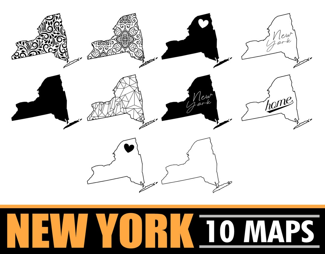 New York State Map SVG Map Bundle Easy Cut Digital File New York ...