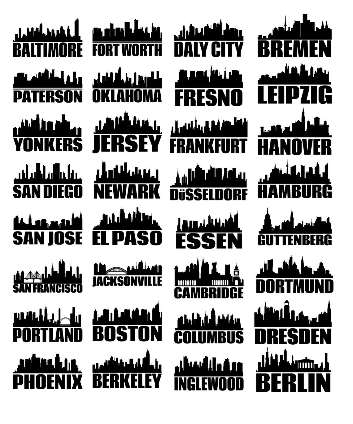 182 Skylines SVG MEGA Bundle 91 Solid Skylines and 91 - Etsy