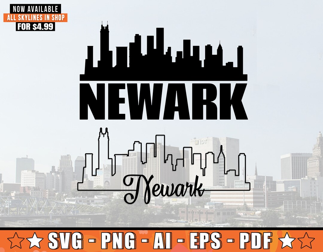 Newark Skyline SVG With Extra Outline Design | Northeastern New Jersey ...
