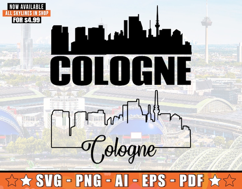 Cologne Skyline SVG With Extra Outline Design Cologne German - Etsy