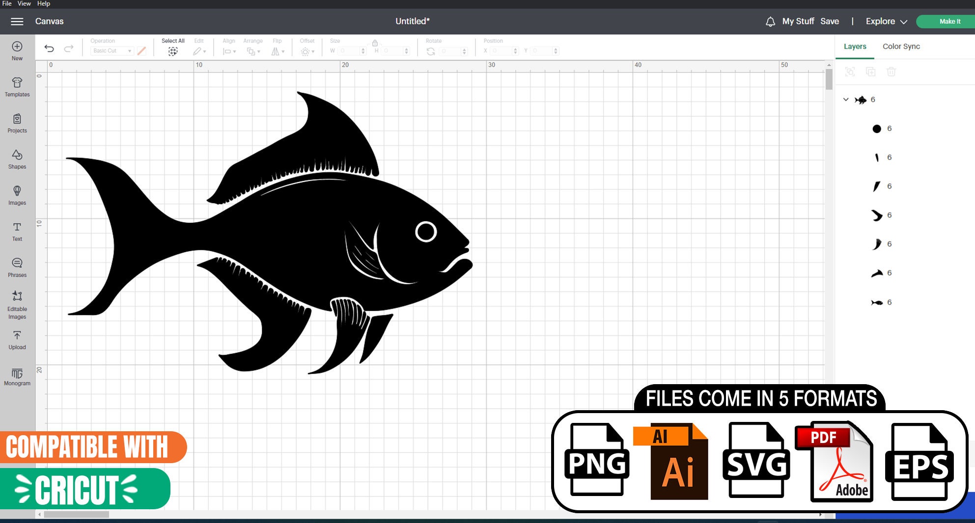 Fish SVG Bundle, Cricut Fish SVG Files, Easy Cut Fish Silhouette, Cute ...