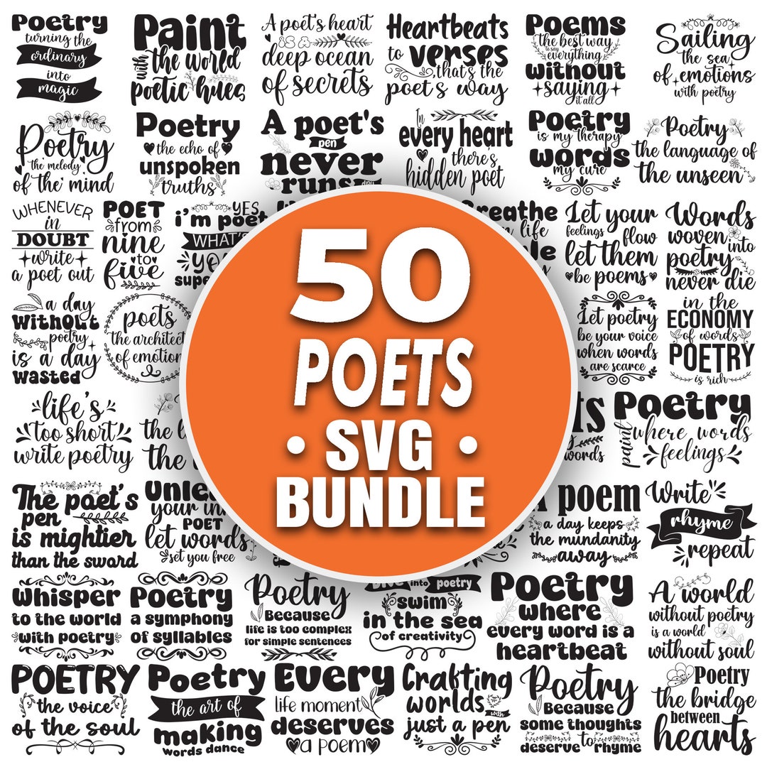 Poetry Quotes SVG Bundle | 50 Poets Quotes for Poetry Enthusiasts ...