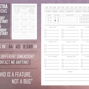 ADHD Daily Planner PDF - Easy Print In 3 Sizes / A4 - A5 - Letter 8 ...