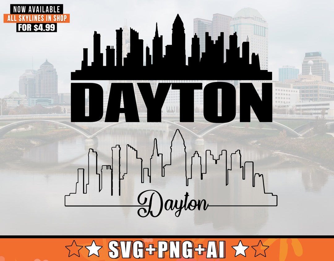 Dayton Ohio Skyline SVG With Extra Outline Design | Dayton Skyline ...