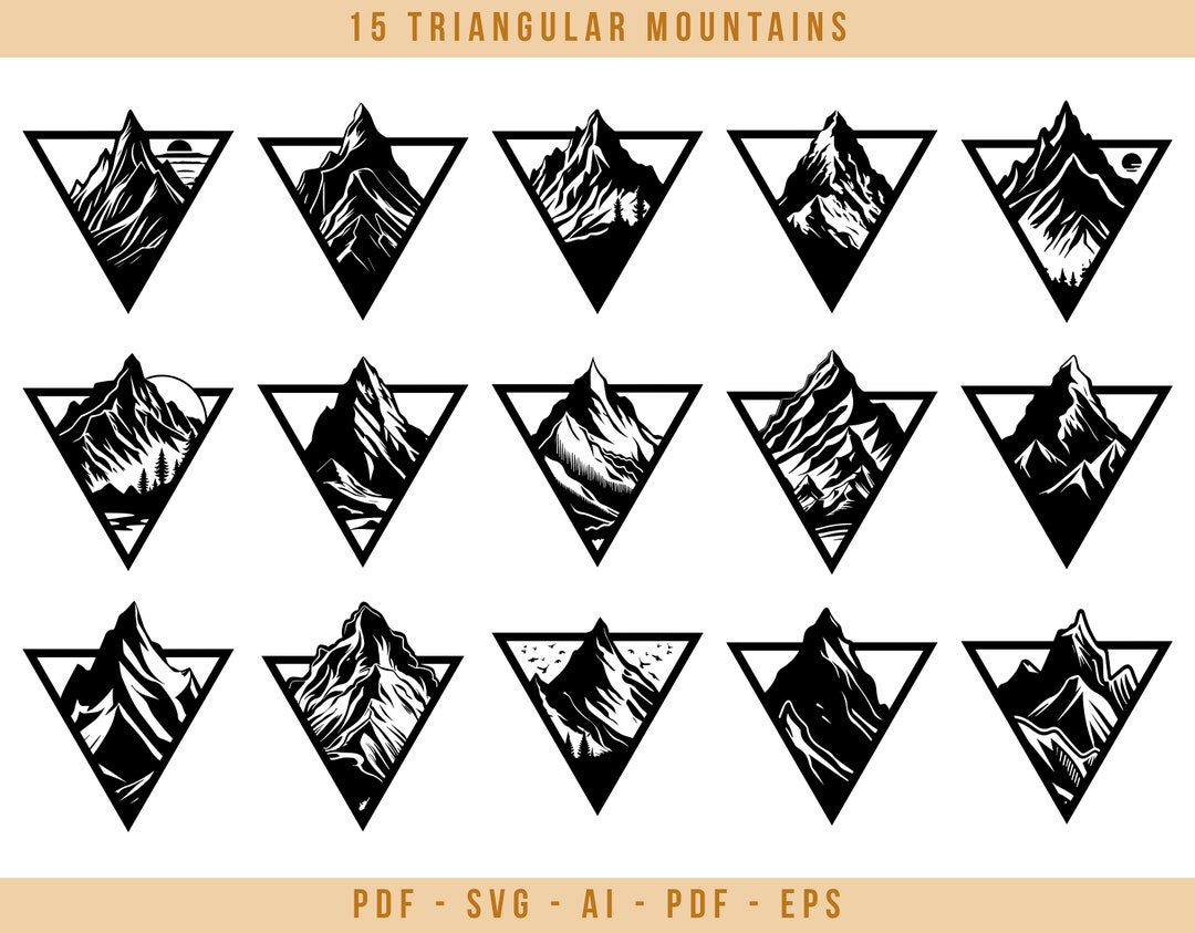 Mountains SVG Bundle 15 Triangular Mountains Artworks Digital Files ...