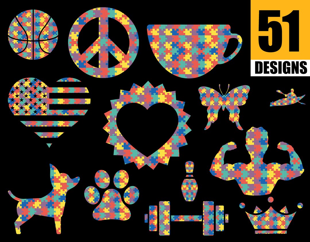 Autism SVG Cut File Bundle 51 Designs • Autistic Love Svg • Autism PNG ...