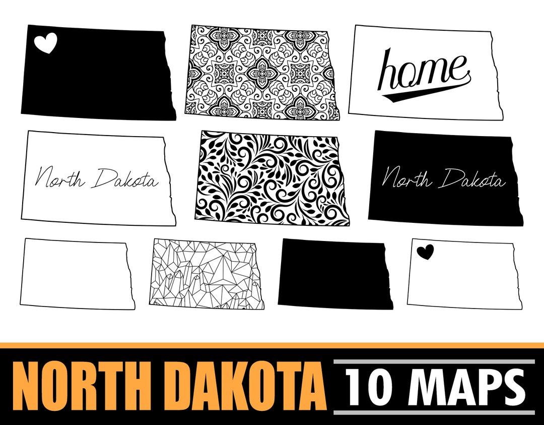 North Dakota State Map SVG Map Bundle Easy Cut Digital File North ...