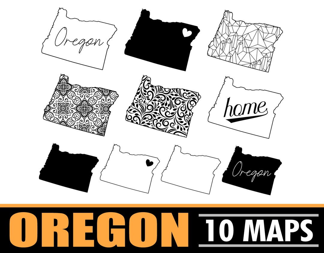 Oregon State Map SVG Map Bundle Easy Cut Digital File Oregon Mandala ...