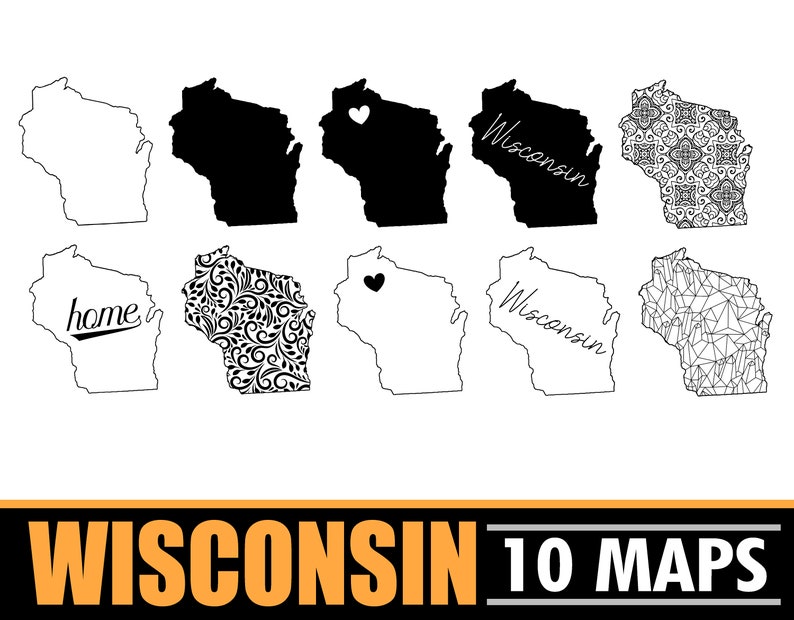 Wisconsin State Map SVG Map Bundle Easy Cut Digital File - Etsy