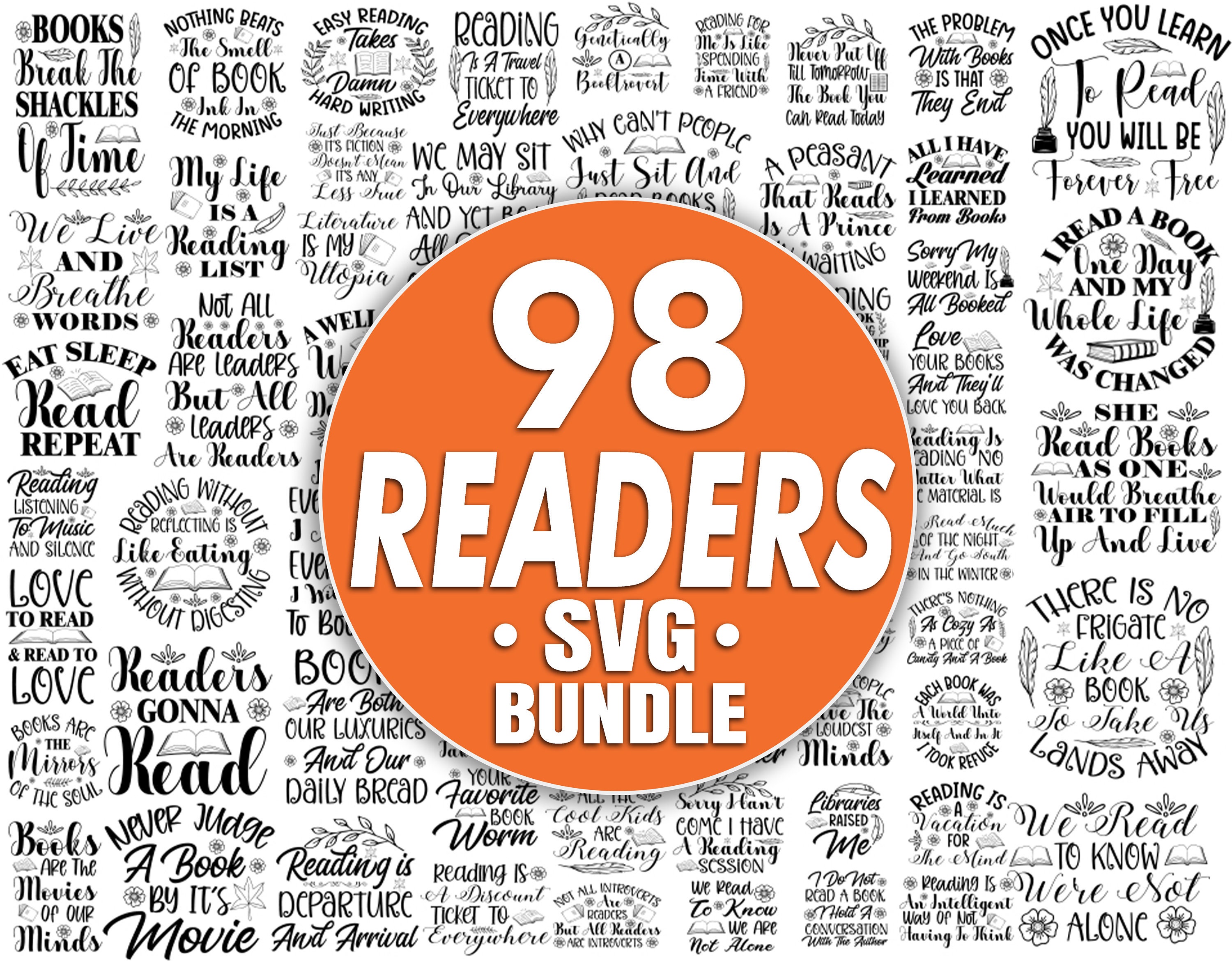 98 Readers Inspirational Quotes SVG Bundle Biggest Reading - Etsy