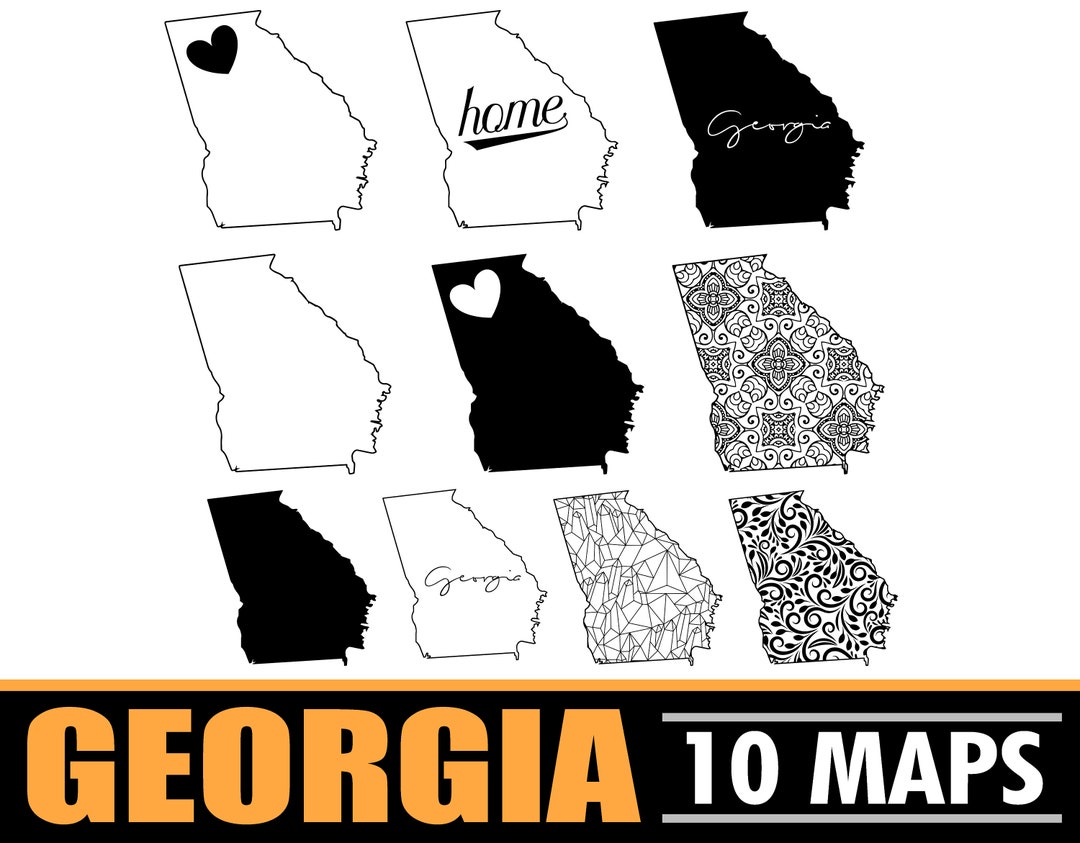 Georgia State Map SVG Map Bundle Easy Cut Digital File Georgia Mandala ...