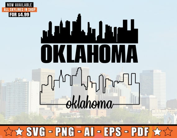 Oklahoma Skyline SVG With Extra Outline Design Oklahoma | Etsy