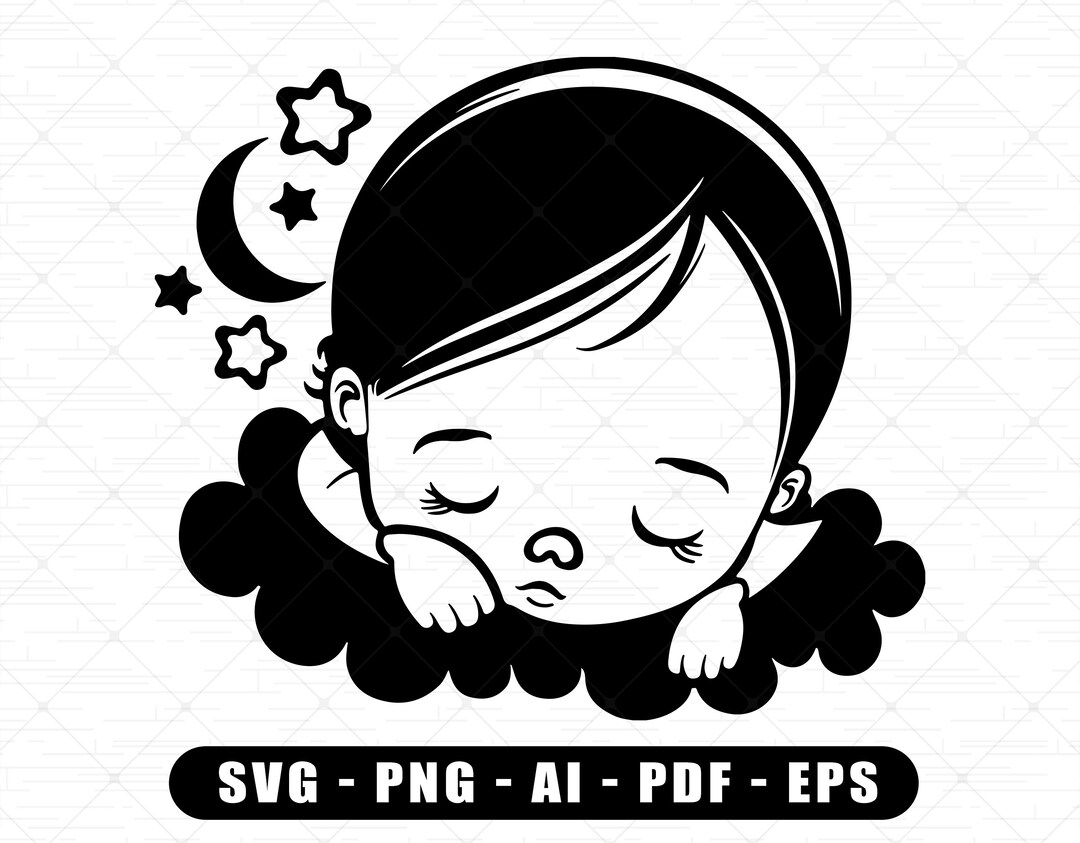 Baby Sleeping SVG, Lovely Newborn Sleeping SVG for Cricut, Baby Shower ...