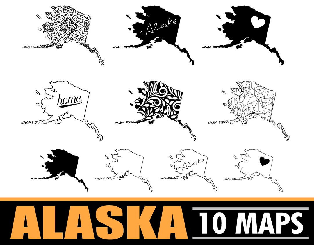 Alaska State Map SVG Map Bundle Easy Cut Digital File Alaska Mandala ...