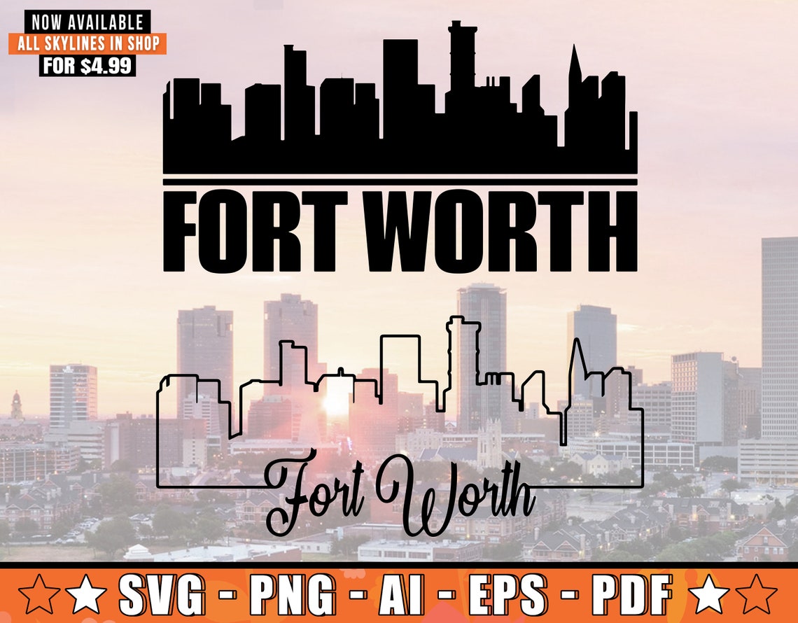 Fort Worth Skyline SVG With Extra Outline Design Fort Worth - Etsy