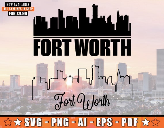 Fort Worth Skyline SVG With Extra Outline Design Fort Worth - Etsy