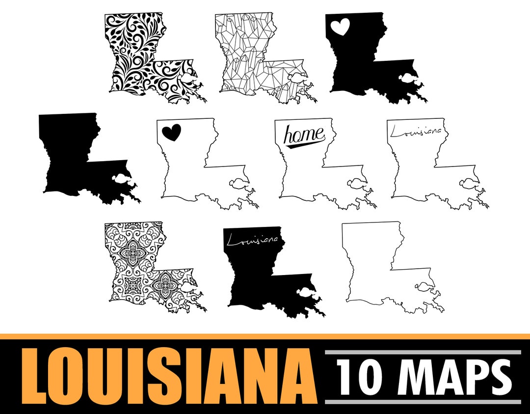 Louisiana State Map SVG Map Bundle Easy Cut Digital File Louisiana ...