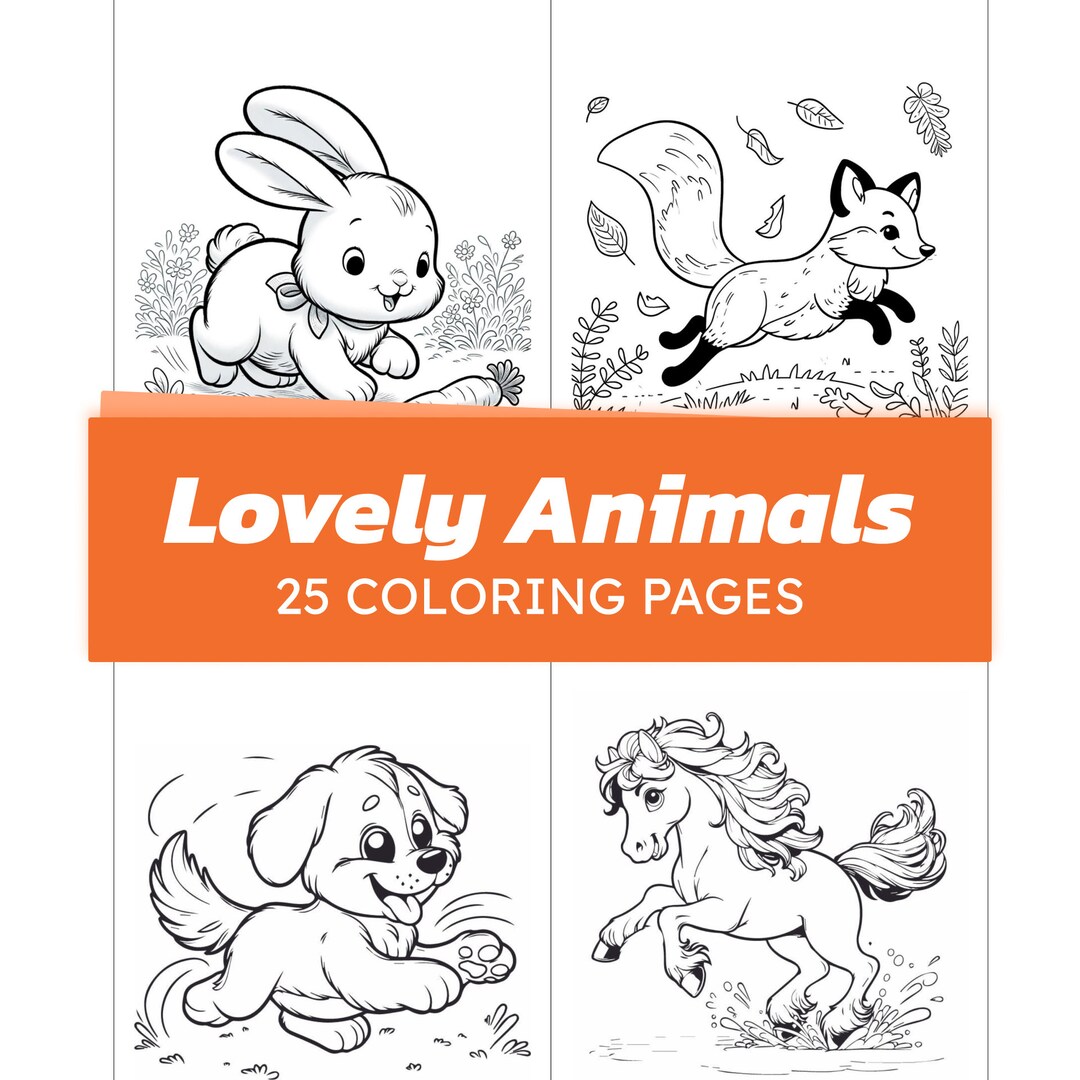 Lovely Animals Coloring Pages | 25 Coloring Pages A4 PDF | Applicable ...