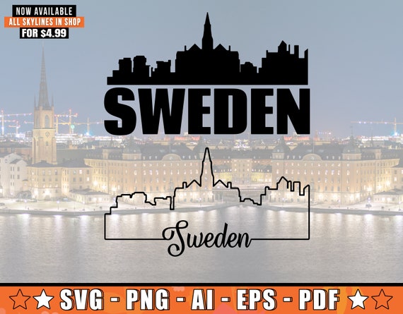 Sweden Skyline SVG With Extra Outline Design Sweden - Etsy