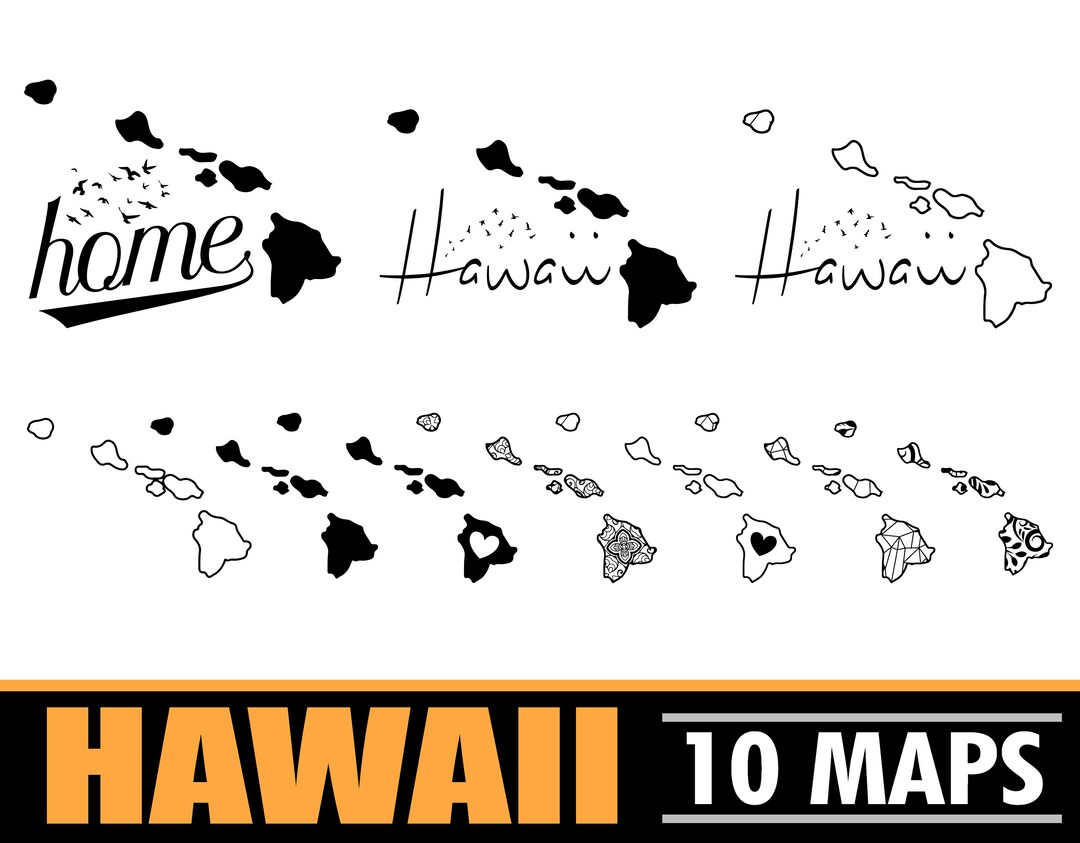 Hawaii State Map SVG Map Bundle Easy Cut Digital File Hawaii Mandala ...