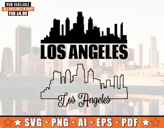 Los Angeles Skyline SVG With Extra Outline Design Los - Etsy