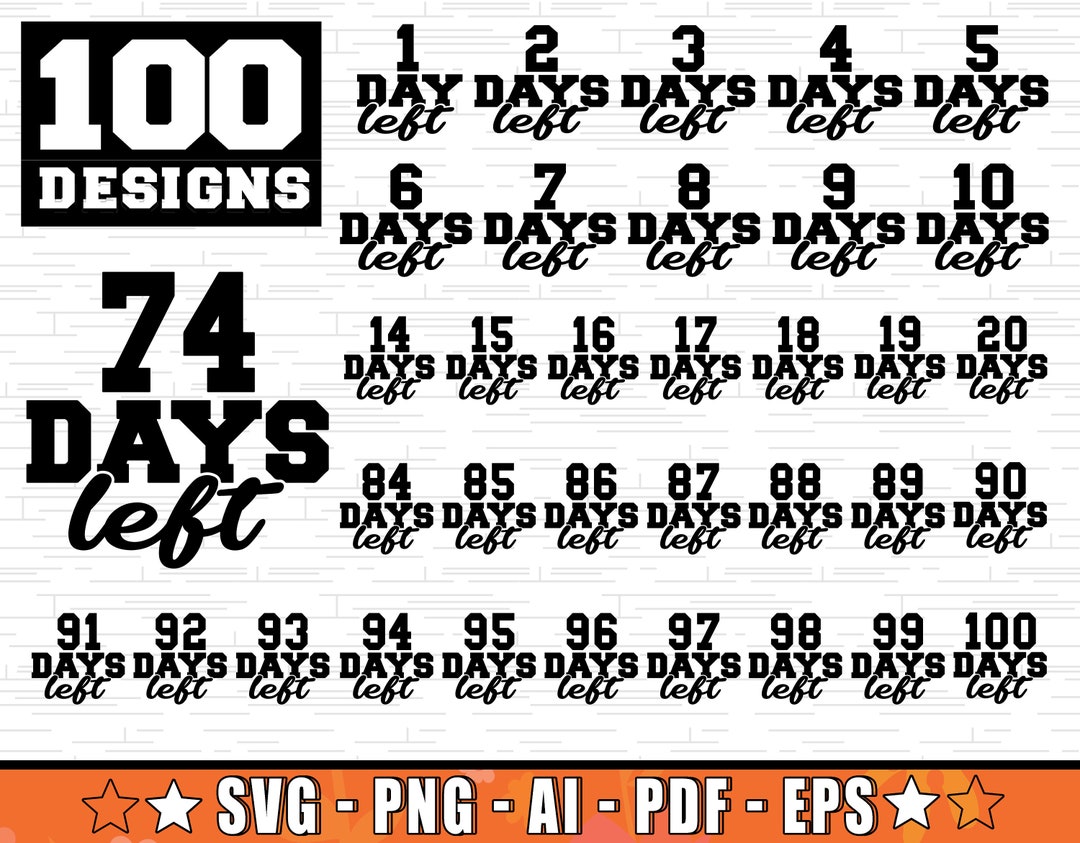 Days Countdown SVG Bundle | up to 100 Days Left | Bachelorette SVG ...