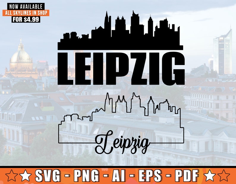 Leipzig Skyline SVG With Extra Outline Design | Leipzig Germany ...