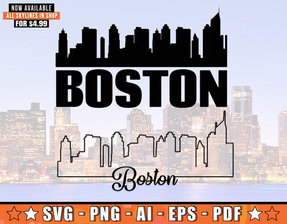 Boston Skyline SVG With Extra Outline Design Boston - Etsy