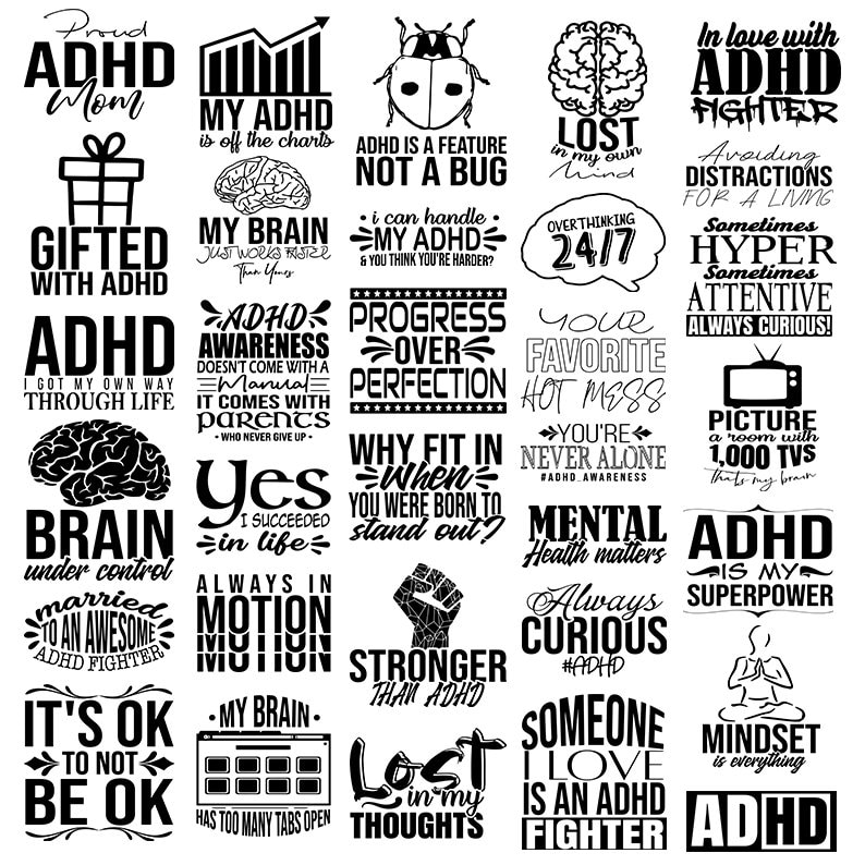 74 ADHD SVG Bundle Biggest ADHD Quotes Bundle in Highest - Etsy Canada