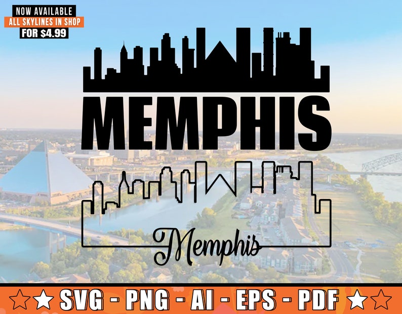 Memphis Skyline SVG With Extra Outline Design | Memphis Tennessee ...