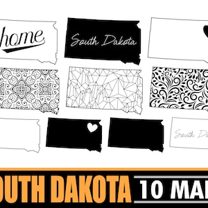 South Dakota State Map SVG | Map Bundle Easy Cut Digital File | South ...