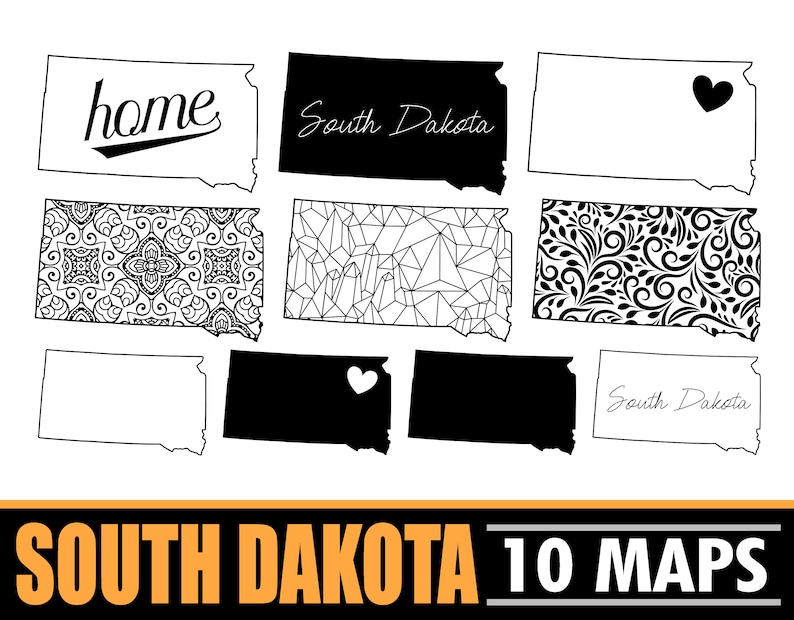 South Dakota State Map SVG Map Bundle Easy Cut Digital File - Etsy