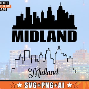 Midland Skyline SVG With Extra Outline Design | Midland Texas Skyline ...