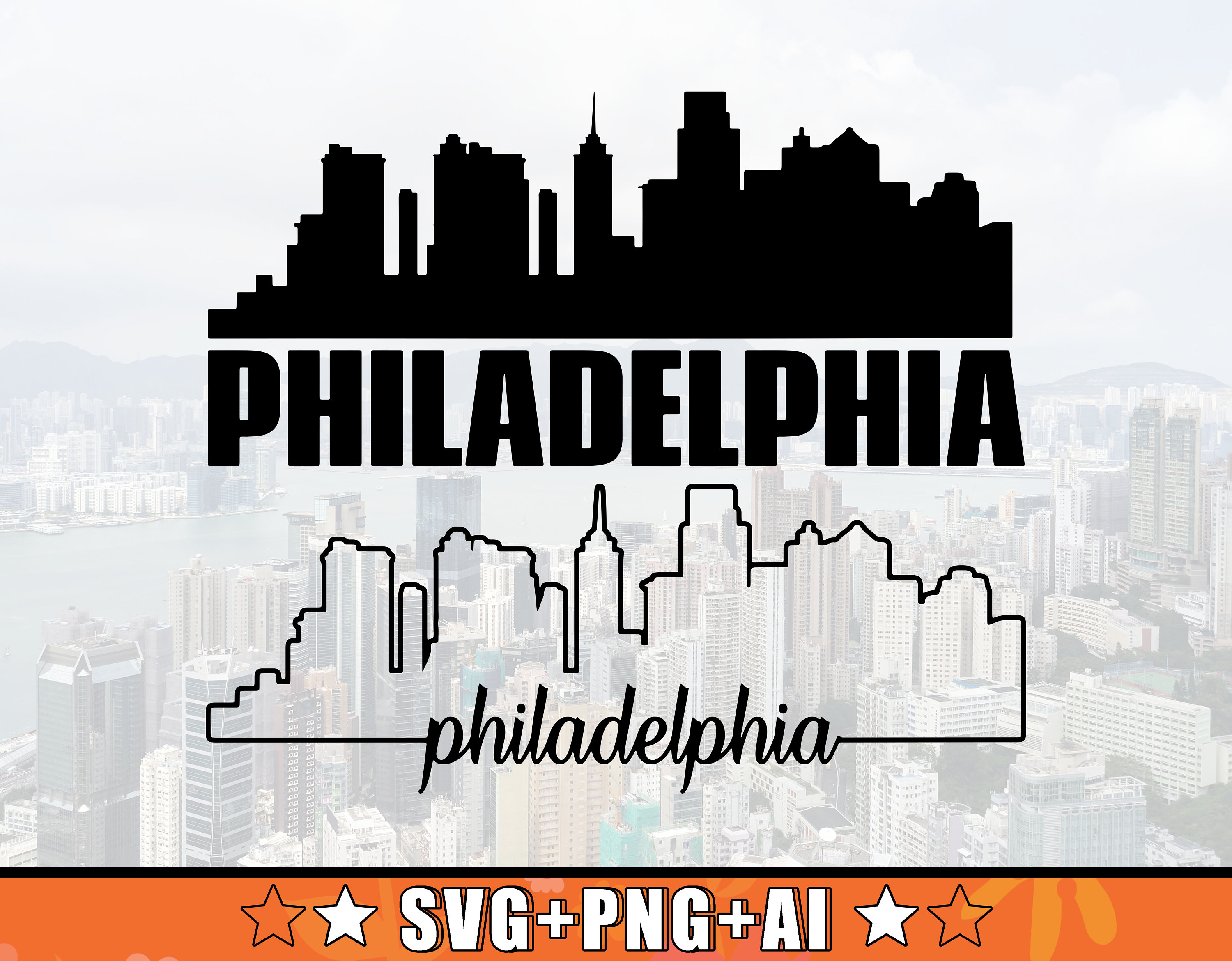 Philadelphia Skyline SVG With Extra Outline Design | Etsy