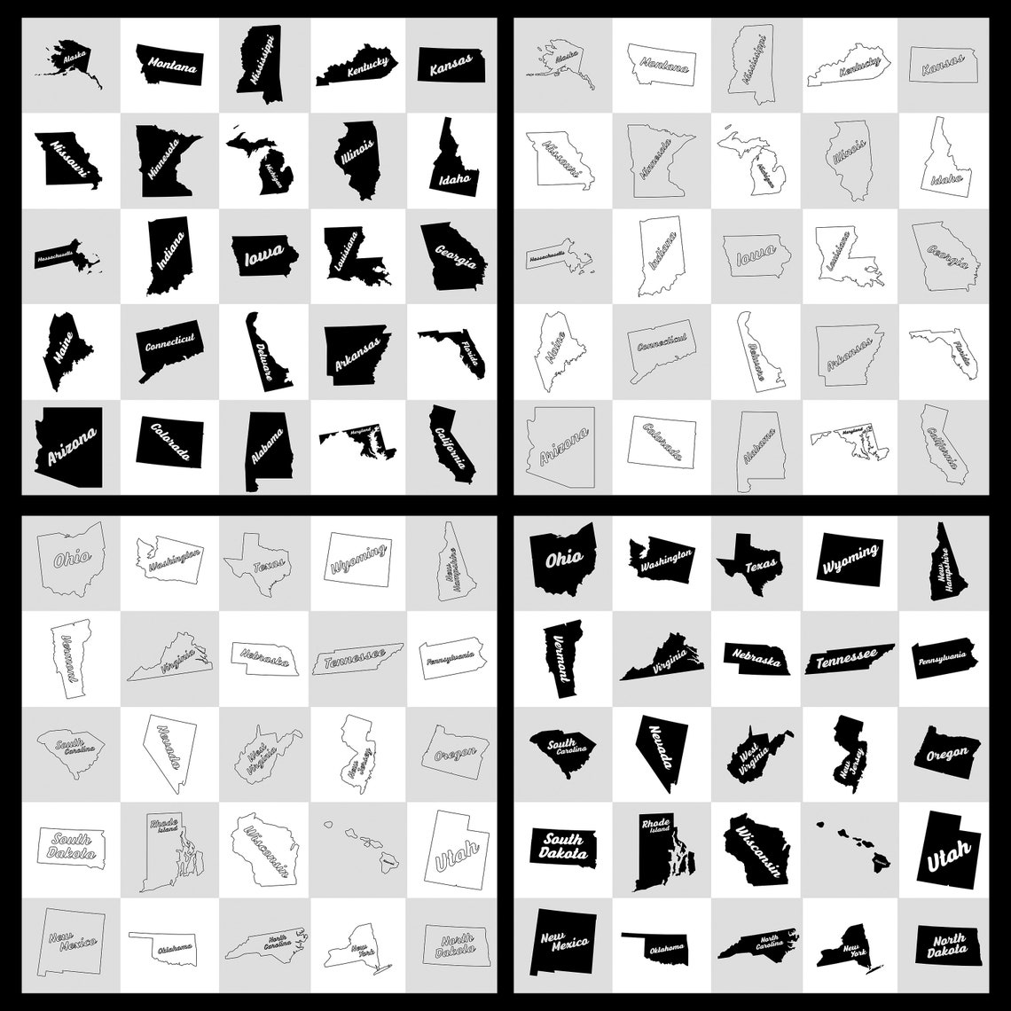 200+ United States Map Designs | Both Solid and Outline Versions ...
