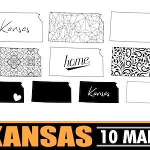 Kansas State Map SVG Map Bundle Easy Cut Digital File Kansas Mandala ...