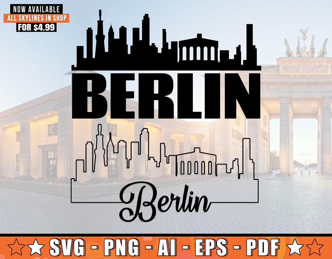 Berlin Skyline SVG With Extra Outline Design Berlin German - Etsy